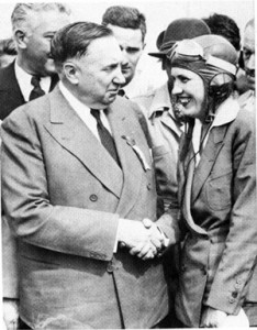 Jackie Cochran is congratulated by Vincent Bendix after winning the ...