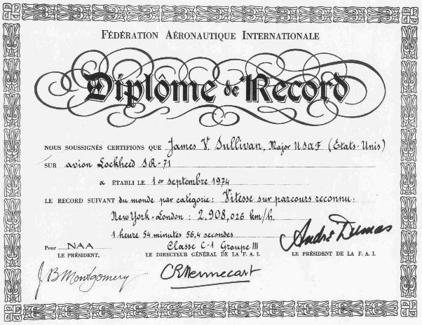 Lockheed SR-71A-LO 61-7972 FAI speed record certificate | This Day in ...