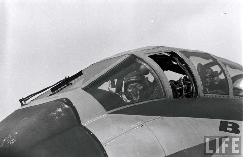 JOHNSTON, Alvim M. (Tex) in cockpit of Boeing XB-52 Stratofortress ...